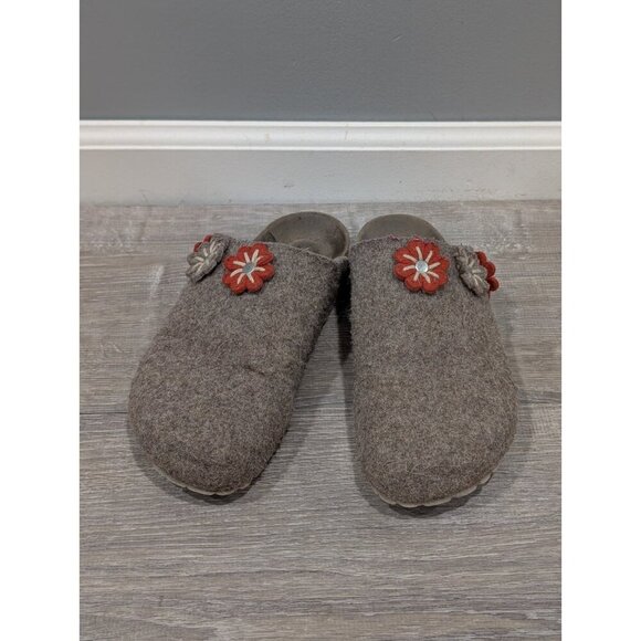 Autenti Shoes | Shoes | Autenti Beige Brown Felt Wool Flower Applique ...